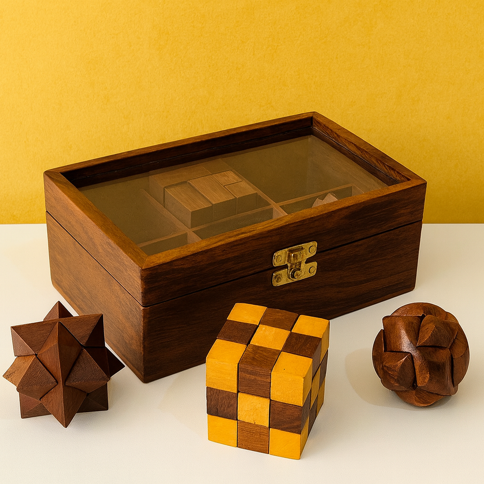 6 in 1 Wooden IQ Puzzle Set – Timber Trunk